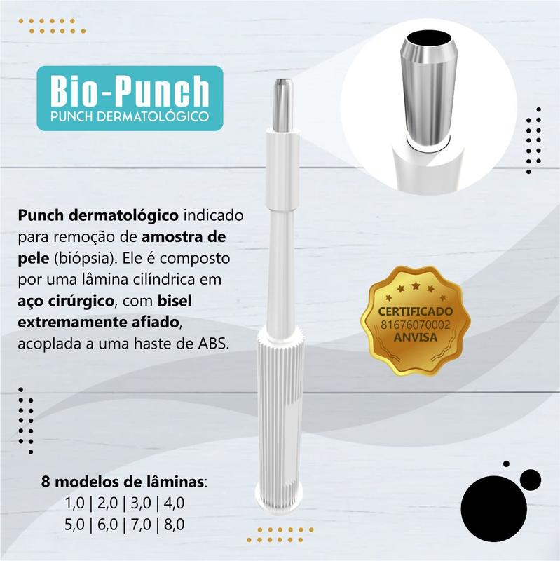 Punch Dermatológico para Biópsia Estéril Aço Inox Bio-punch 1mm Alur ...