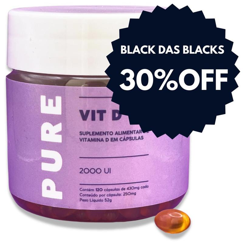 Pure Vit D 120 Doses - Alta Absorção - Vitamina D3 2000UI - Vitaminas A ...
