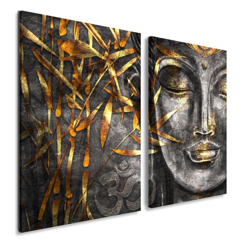 Quadro Budismo Buda Prata e Ouro para Sala Mosaico Parede - IQ Quadros ...