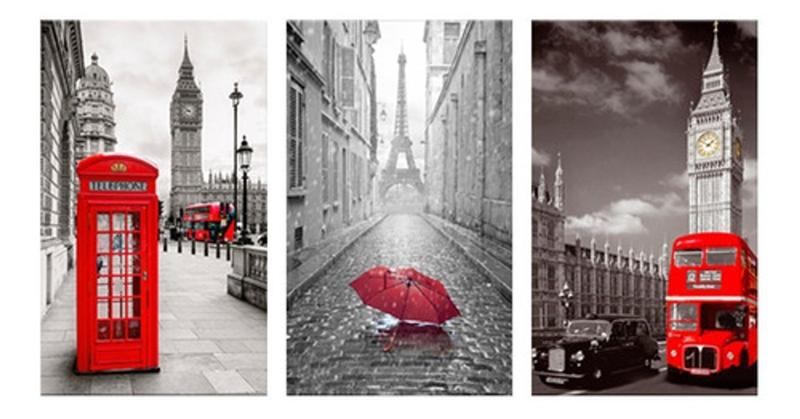 Quadro DECORA Vermelho Paris Londres Big Ben inglesa - EXCELÊNCIA ...