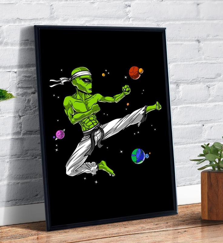 Quadro Decorativo Alien Alienigena Karate Espaço - Tribos - Quadro ...