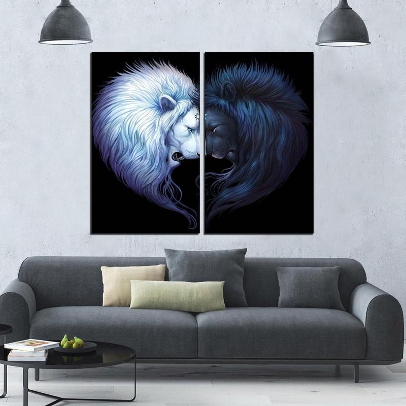 Quadro Decorativo Casal De Leão Preto E Branco - Arte quadro - Quadro ...