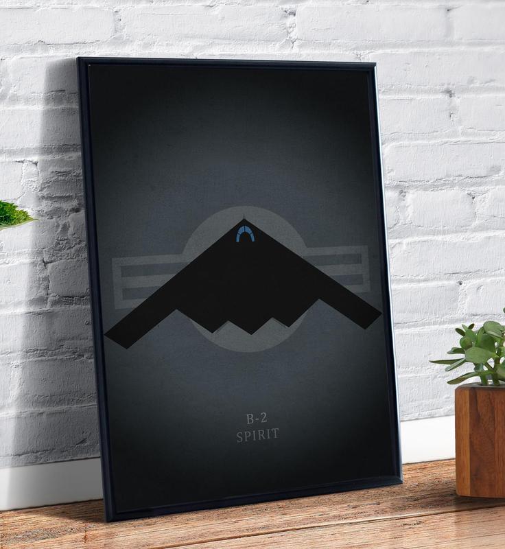 Quadro Decorativo Emoldurado Avião Jato B2 Spirit Desenho Sombra ...