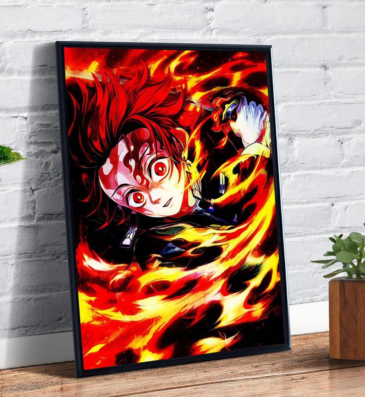 Quadro Decorativo Emoldurado Tanjiro Dança Do Sol Demon Slayer - Tribos ...
