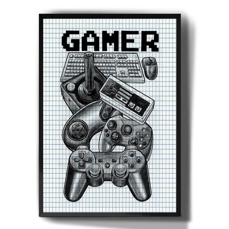 Quadro Decorativo Gamer Desenho Controles Arte Retro - Tribos - Quadro ...