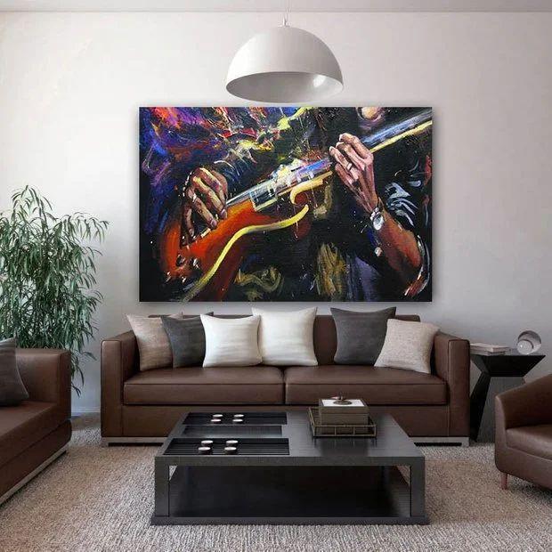 Quadro Decorativo Grande Musical Play Guitar - 200x120cm - Tendenci ...
