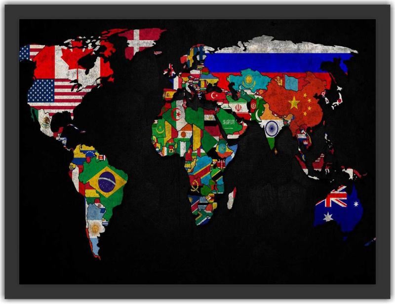 Quadro Decorativo Mapa Mundo Moderno Gourmet Moldura G02 - Vital ...