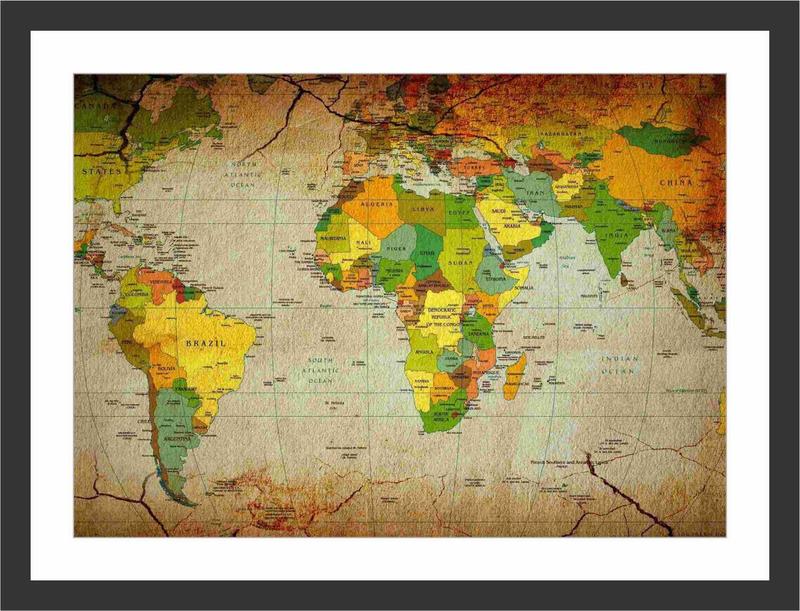 Quadro Decorativo Mapa Mundo Moderno Salas Quartos Decorações Com ...