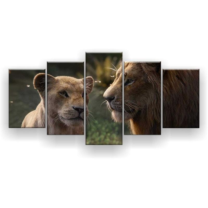 Quadro Decorativo Mosaico 5 Peças Nala Simba - EXCELÊNCIA-QUADROS ...