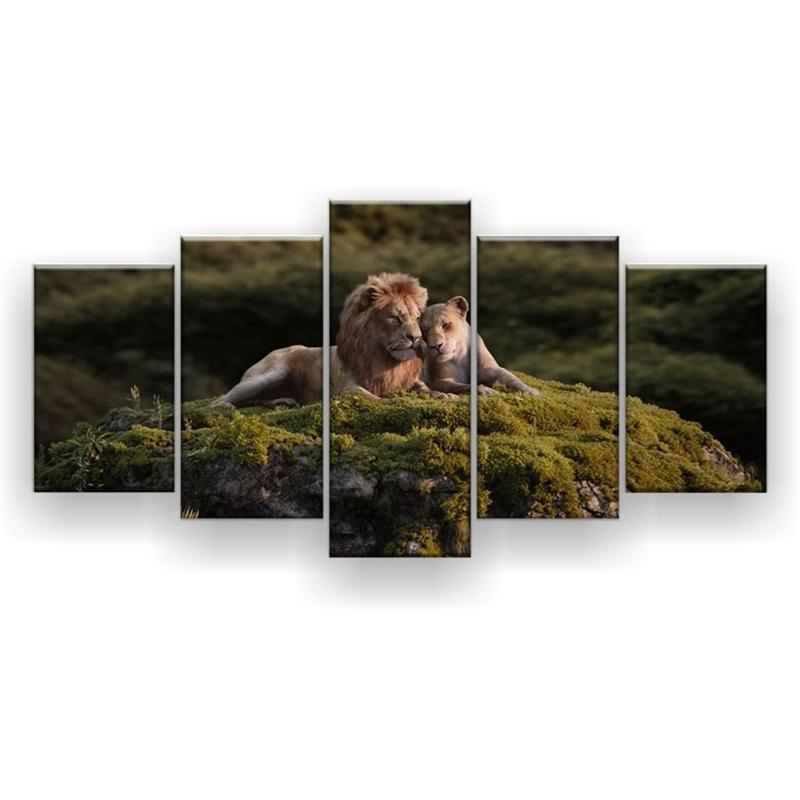 Quadro Decorativo Mosaico 5 Peças Simba Nala Juntos - EXCELÊNCIA ...