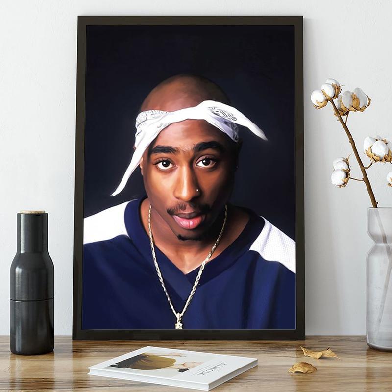 Quadro decorativo Poster Retrato Artistico Tupac Rapper para sala ...
