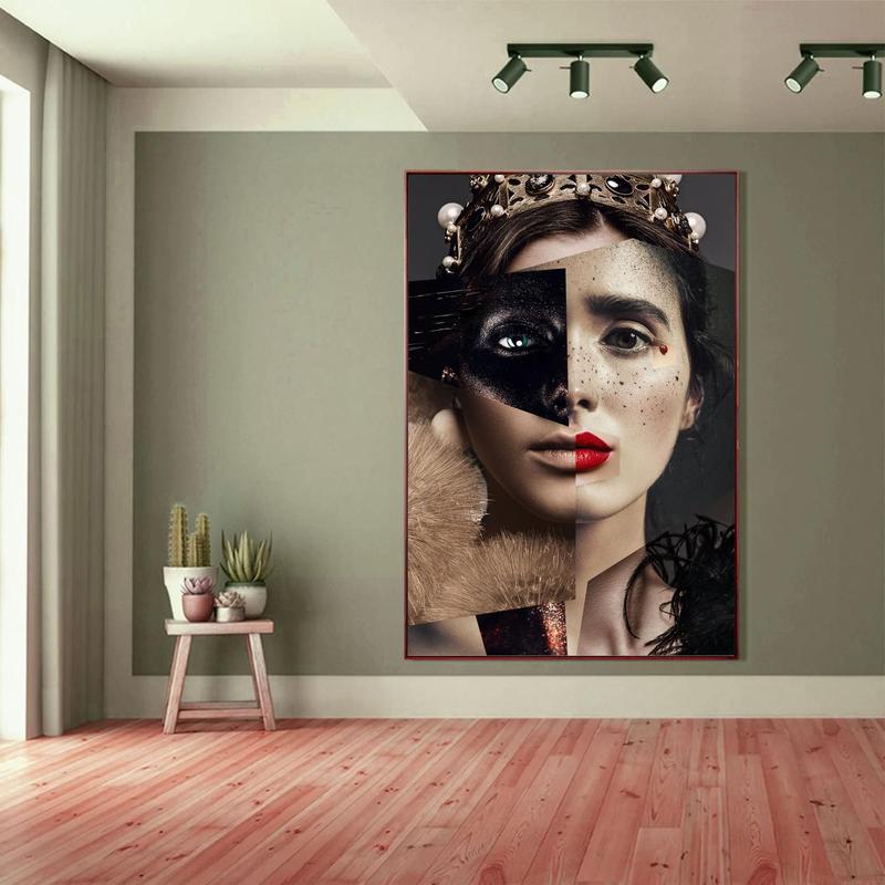 Quadro Decorativo Princess Fashion Face com Moldura Marrom 90x60 ...