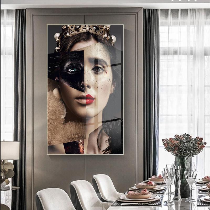 Quadro Decorativo Princess Fashion Face com Moldura Prata e Vidro ...