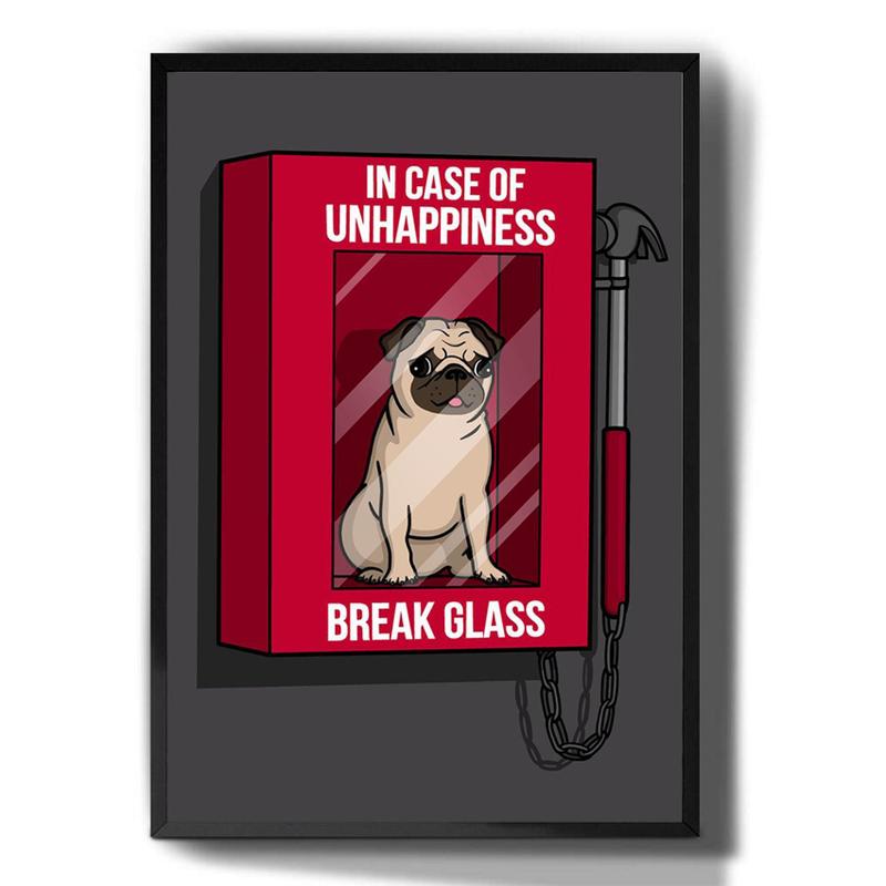 Quadro Decorativo Pug Fofo Cachorro Break Glass Arte - Tribos - Quadro ...