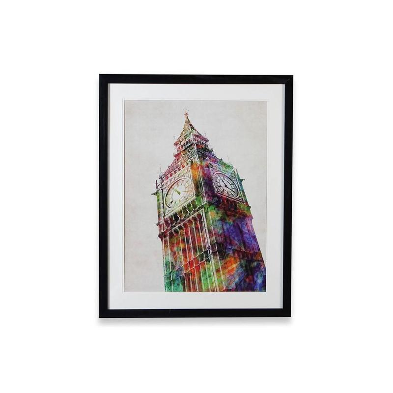 Quadro em Madeira Gravura Big Ben 70x55cm Colorido - Casa Etna - Quadro ...