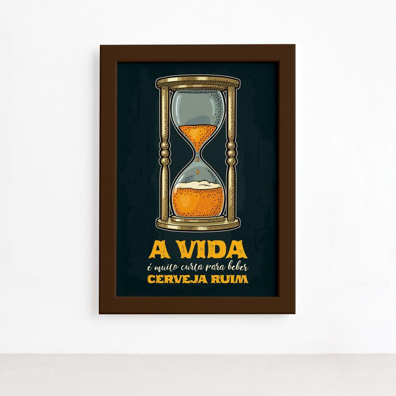 Quadro Frase Cerveja Ruim Moldura Marrom 22x32cm - Quartinhos - Quadro ...
