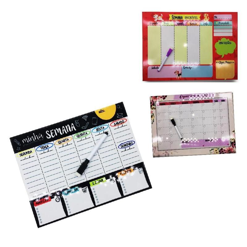 Quadro planner semanal mensal organizador de tarefas anotações ...