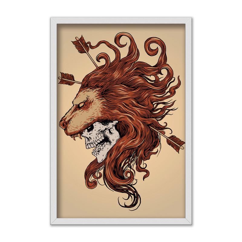 Quadro Premium Esqueleto Leão Hercules Flecha Desenho Art Digital ...