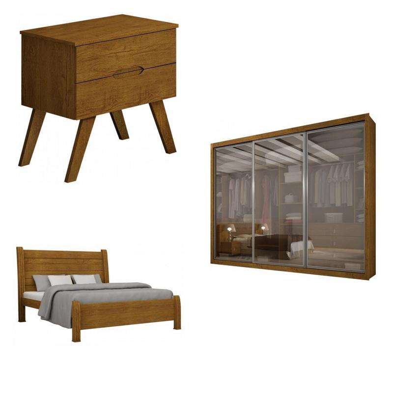 Quarto de Casal Completo Espresso Móveis com Cama, Guarda Roupa e Mesa ...