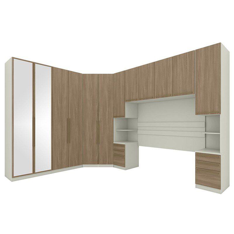 Quarto Modulado Casal Predileto 6 Peças Areia/Jequitibá com Espelho ...