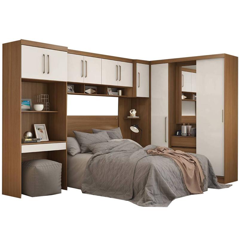 Quarto Modulado de Casal 19 Módena 6 Peças Amendola/Branco - Demóbile ...