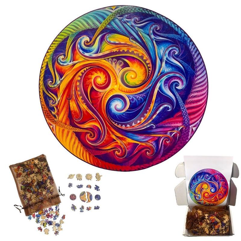 Quebra-Cabeça de Madeira 3D Mandala Elementos Grande 300 pçs - Puzzle ...