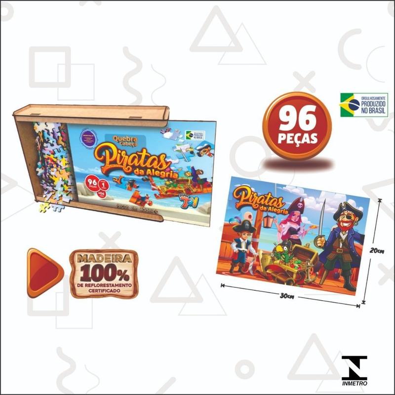 Quebra Cabeça Piratas da Alegria 96 Peças MDF - Paper Toy - Paper Toy ...
