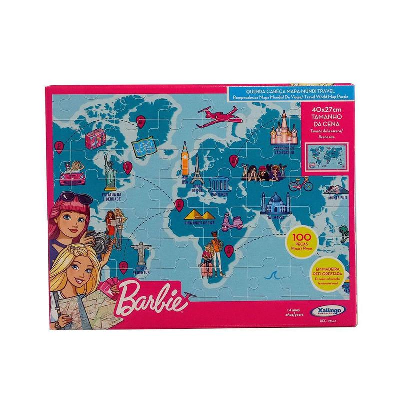 Quebra-cabecas mapa-mundi travel barbie - XALINGO - Quebra Cabeça ...