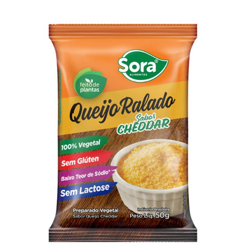 Queijo Ralado Vegetal Sora Sabor Cheddar 50g - Queijo Ralado - Magazine ...