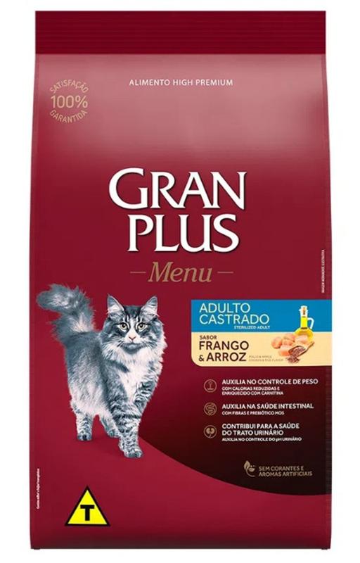 Ração Gran Plus Menu Gatos Adultos Castrados Frango e Arroz 10,1 kg ...