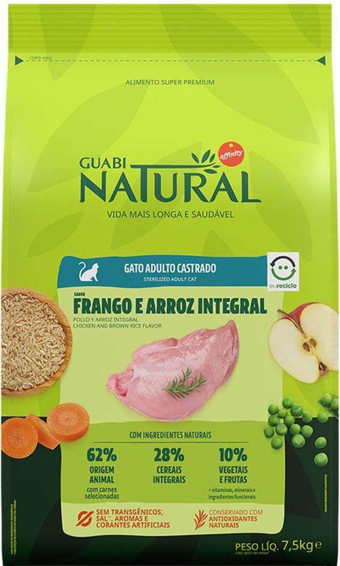 Ração Guabi Natural Gatos Adultos Frango e Arroz Integral 8,5kg - GUABI ...