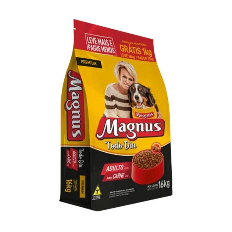 Ração Magnus Premium Cães Todo Dia Adultos Carne Pague 15Kg Leve 16Kg ...