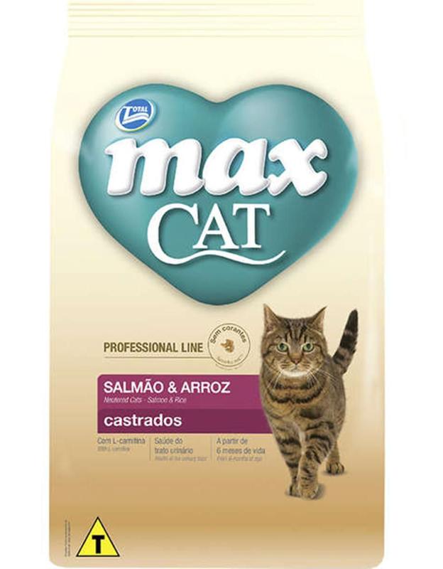 Ração Max Cat Gatos Castrados Salmão E Arroz 10.1Kg - Total - Ração ...