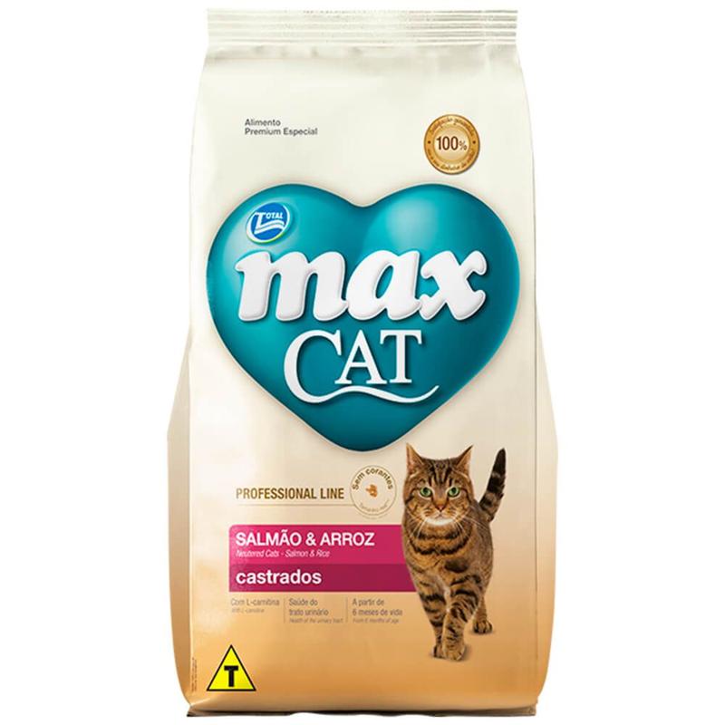 Ração Max Cat Professional Line Adultos Sabor Salmão e Arroz 20 Kg ...