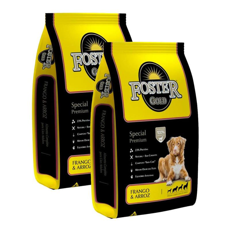 Ração para Cães Foster Gold Frango e Arroz Adultos 1kg Kit com duas ...