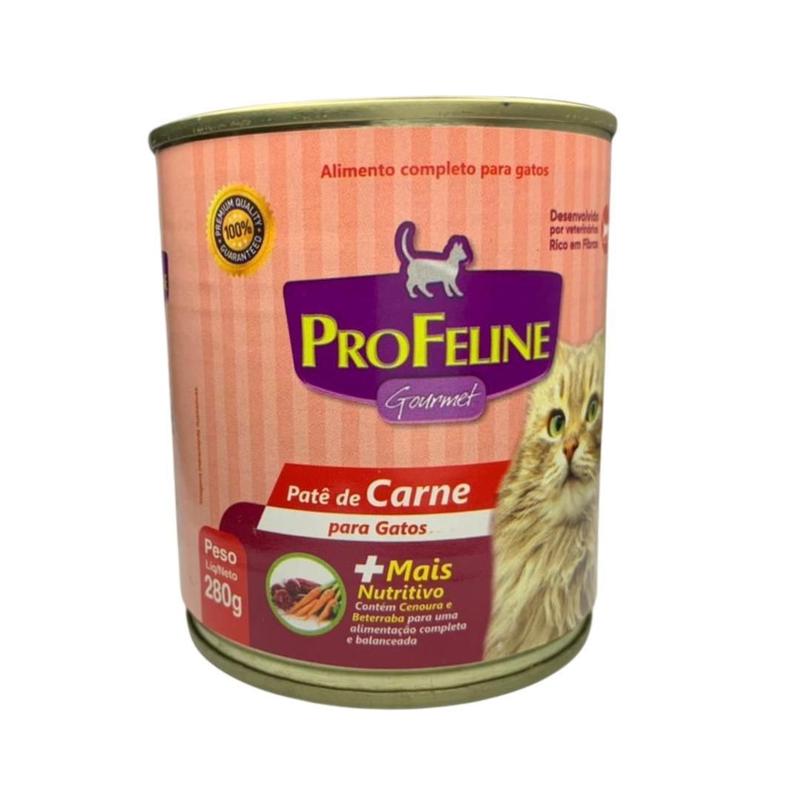 Ração Para Gato Patê Carne Lata 280G Adulto 12 Unidades - Pro Feline ...