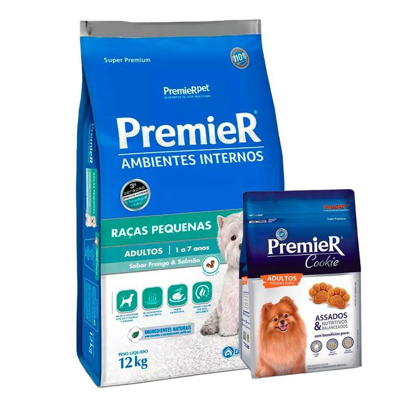 Ração Premier Ambientes Internos Cães Ad Raças/P Frango/Salmão 12Kg ...