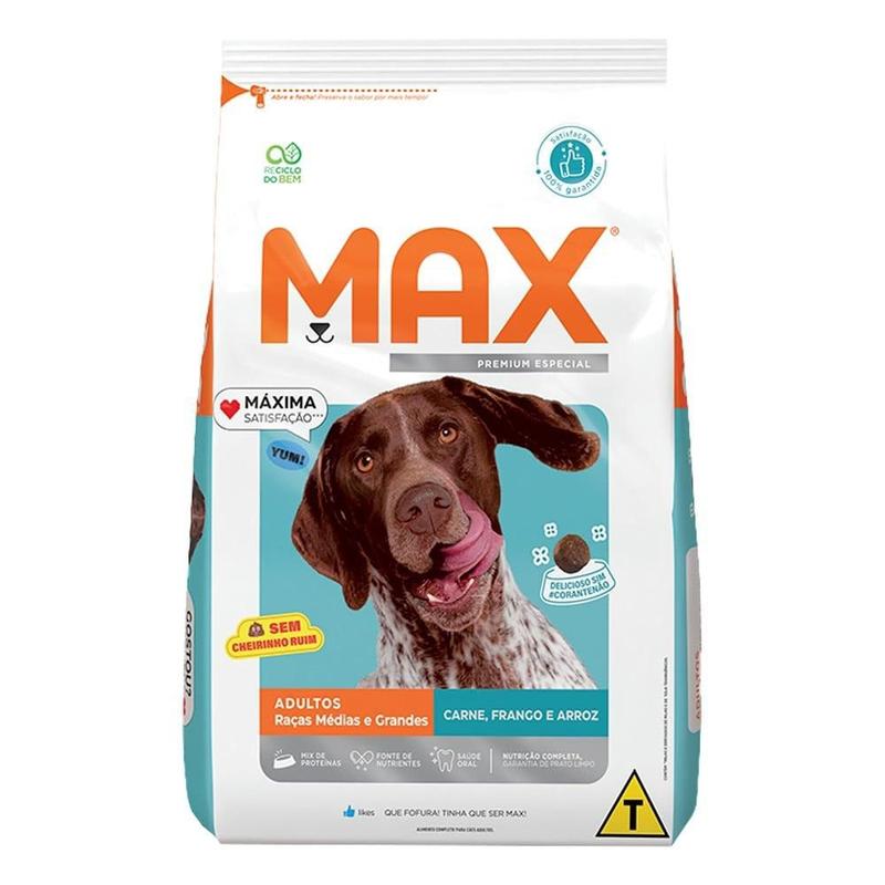 Ração Seca Max Carne, Frango e Arroz para Cães de Porte Médio e Grande ...