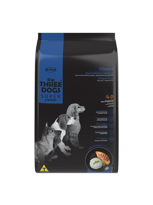 Ração Three Dogs Filhotes Frango e Arroz 3kg - Three Funcional - Outros ...