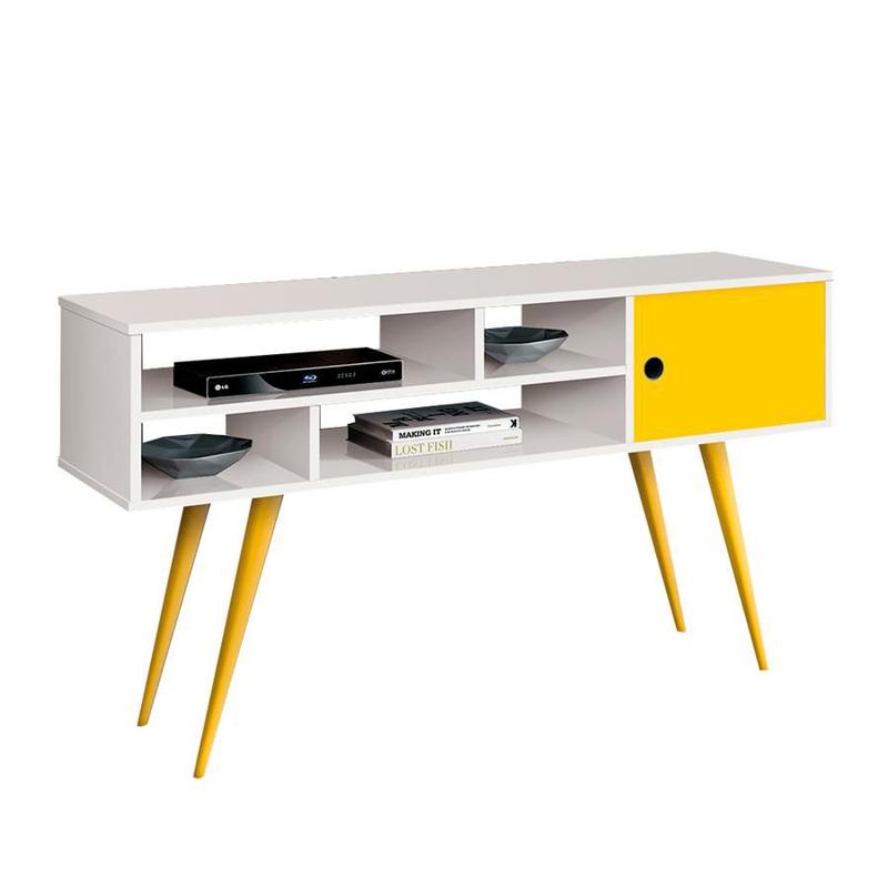 Rack Alice Branco / Amarelo - EDN Moveis - Rack - Magazine Luiza