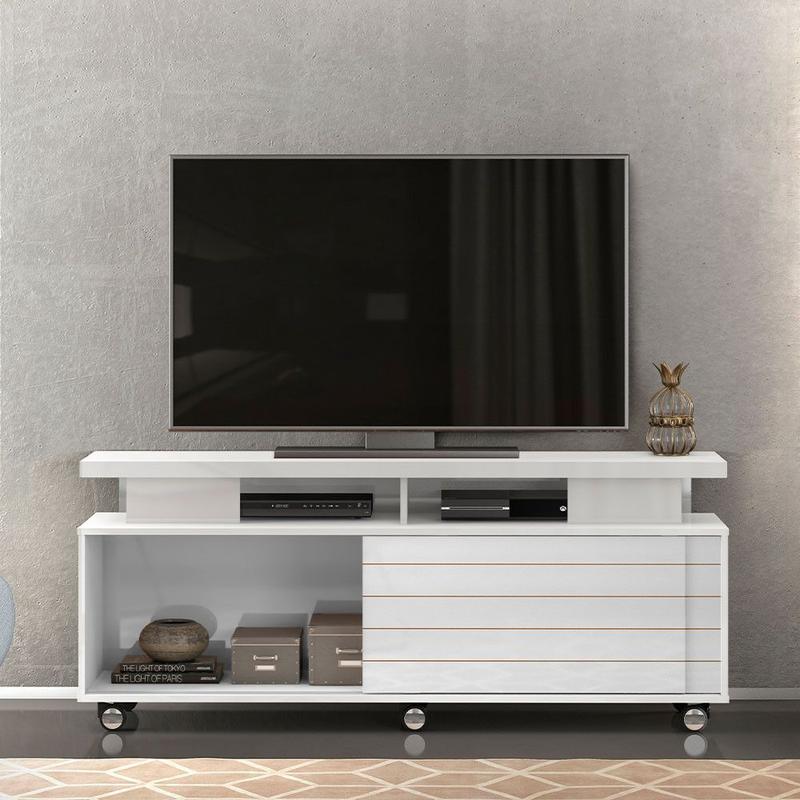 Rack Bancada Ageo Porta Frisada Para TVs até 60 Polegadas DJ Móveis - Rack - Magazine Luiza