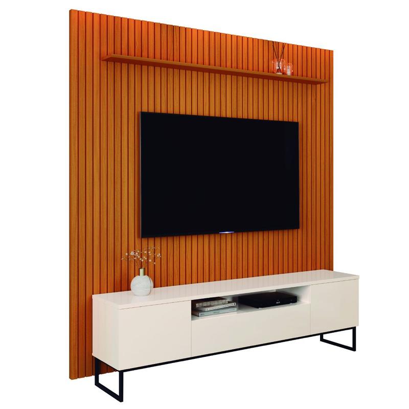 Rack Bancada Austin com Painel Ripado 3D para TV até 75 Polegadas 2,25m ...