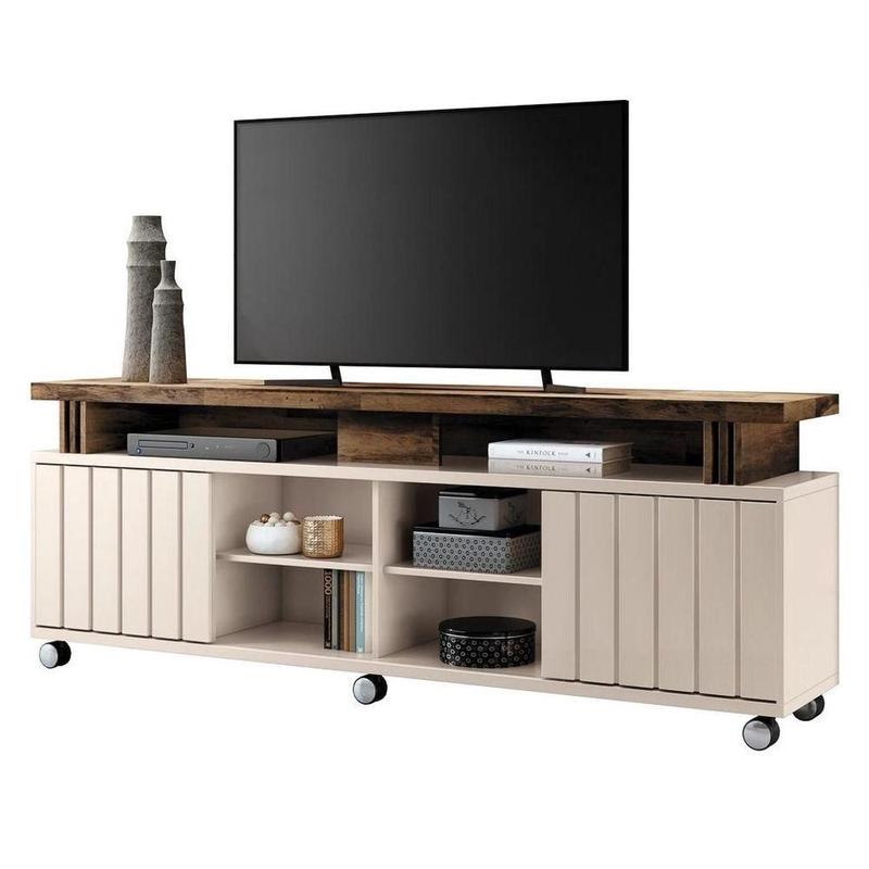 Rack Bancada Liz 1.8 Para TV70' Off White Deck Banana Bit - Banana Bit ...