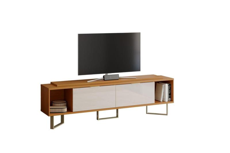 Rack bancada malibu 2 portas para tv até 70” pés em aço tauari / off ...