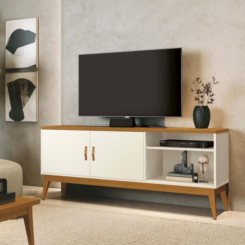 Rack Bancada Para Sala Tv até 60 Polegadas Star Cedro/Off White - EDN ...