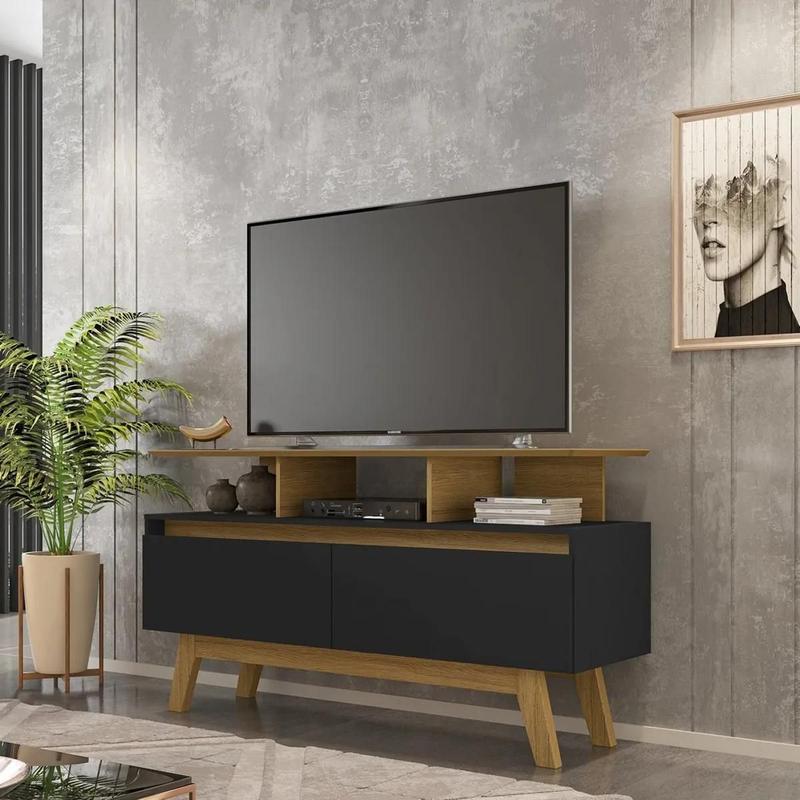 Rack Bancada Para Tv 55 Polegadas 2 portas Pé Madeira Rubi 1.2 Preto - Bechara - Rack - Magazine ...