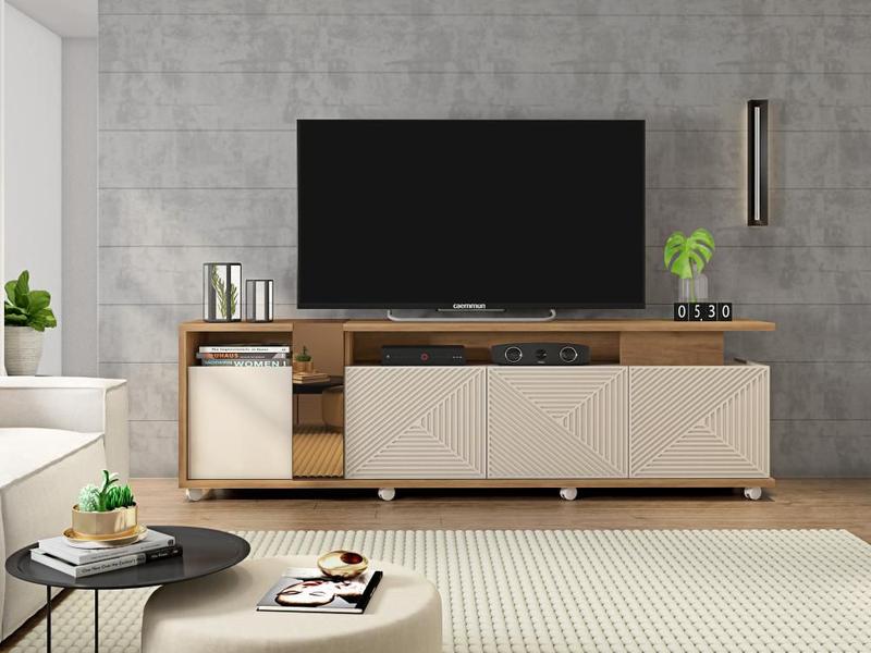 Rack Bancada Para TV 75 Polegadas Columbus Buriti Off White - Caemmun ...