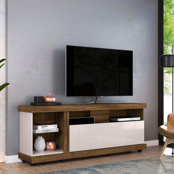 Rack Bancada para TV até 70 Polegadas 1 Porta 4 Nichos Ilhabela Colibri ...