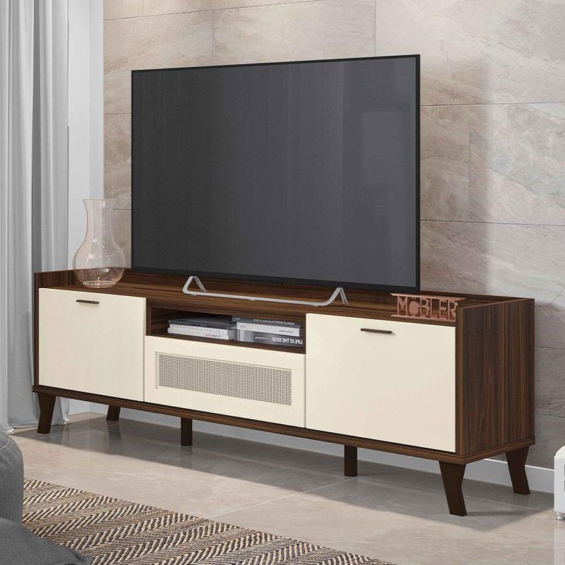 Rack Bancada Para TV até 75 Polegadas 03 Portas Aline 180 cm Palisandro ...