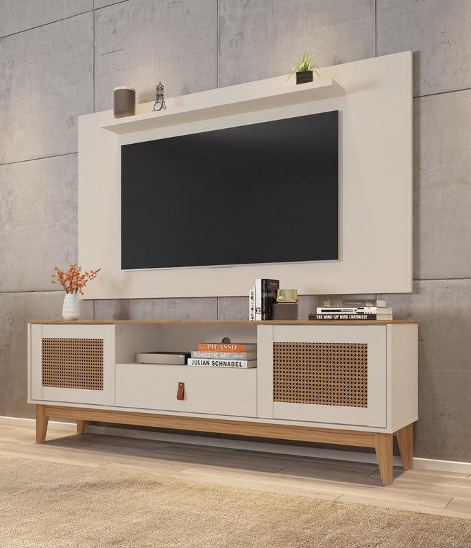 Rack com Painel de TV 50 Polegadas Esmeralda Off White Casa D - Rack ...